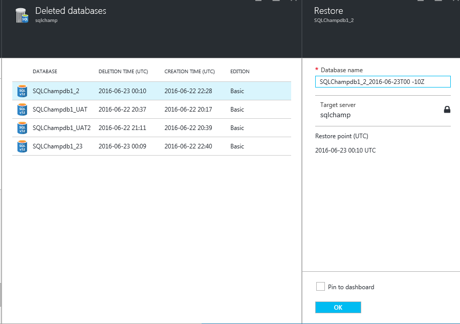 Recover deleted Azure SQL Database – SQLChamp Recover deleted Azure SQL Database – SQLChamp